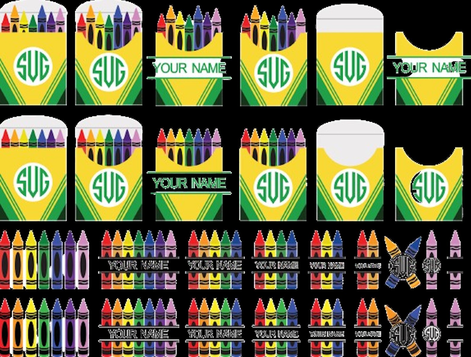 Crayon SVG Bundle | Crayon Split Monogram | Crayans | Back to School ...