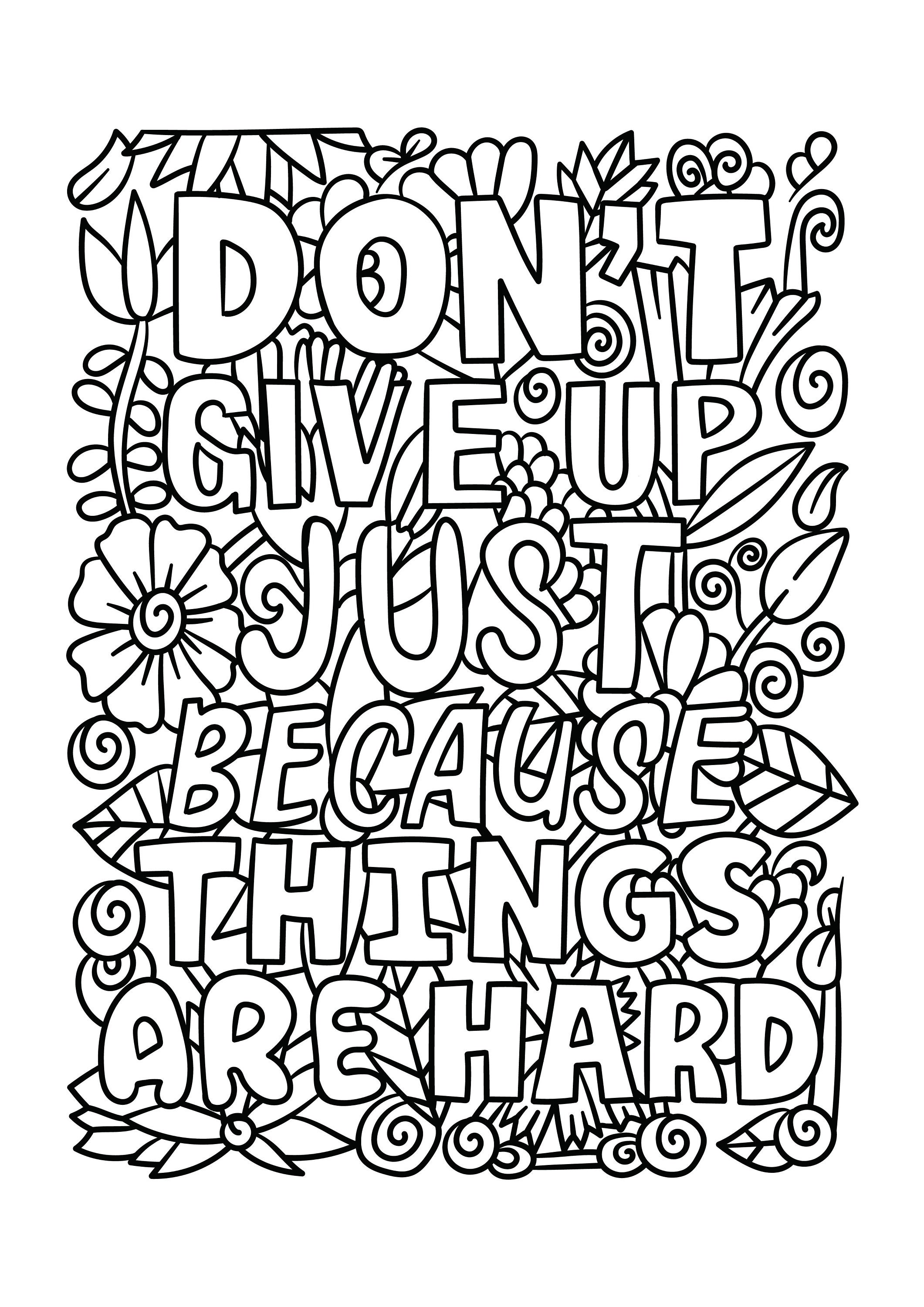Motivational Quotes 20 Coloring Pages | High Resolution | for Adults ...