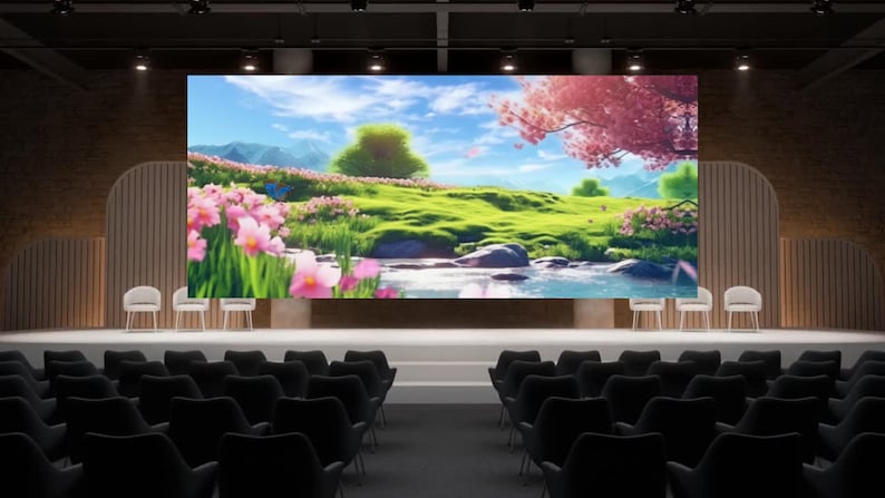 Spring Nature Landscape Cherry Blossom Tree Animated Virtual Zoom ...