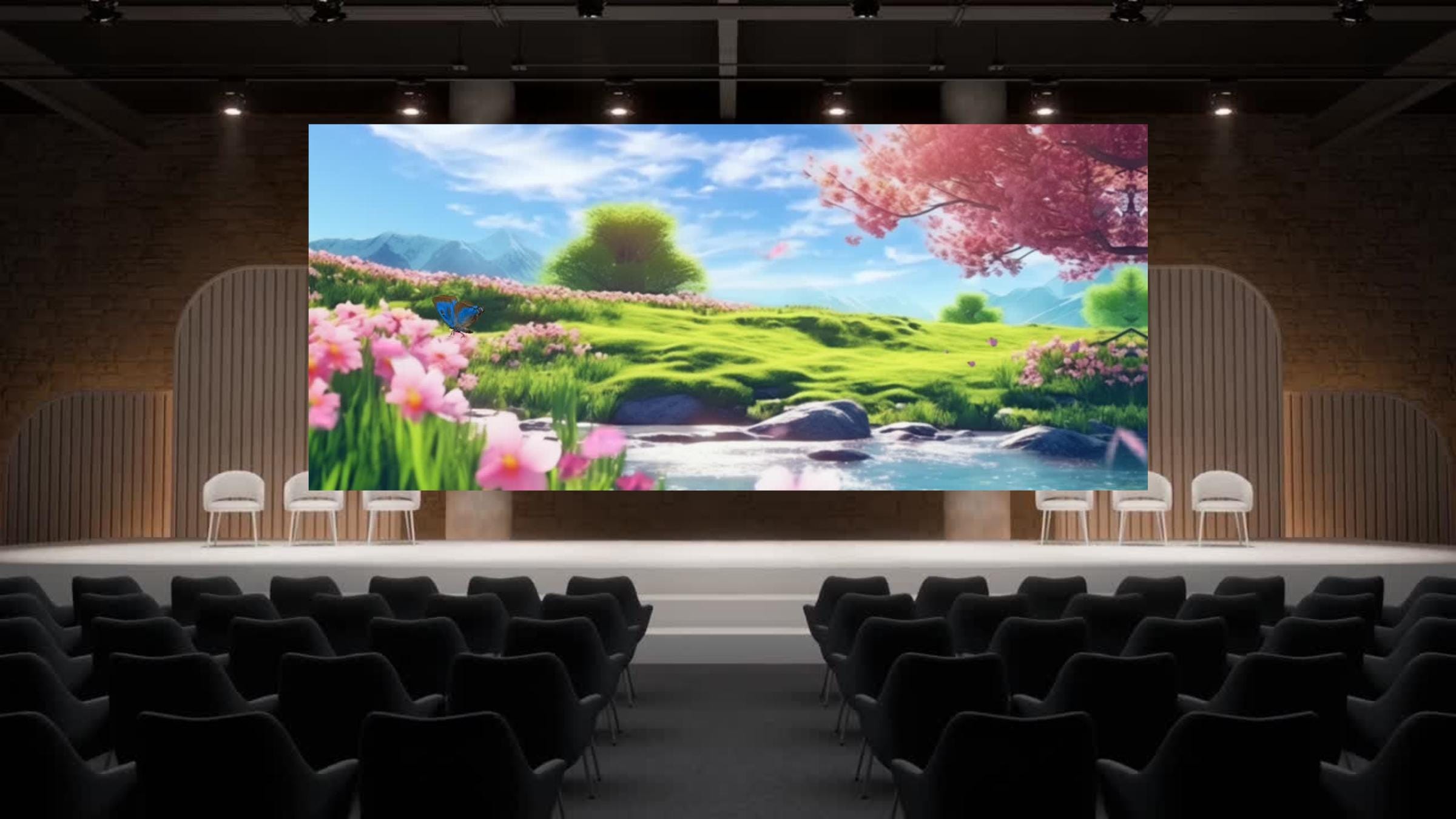 Spring Nature Landscape Cherry Blossom Tree Animated Virtual Zoom ...