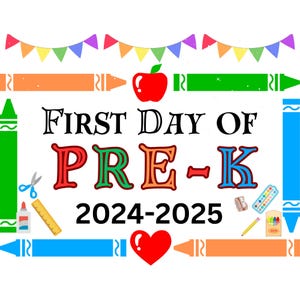 First Day of PRE-K Sign, Printable Photo Prop INSTANT ACCESS, First Day ...