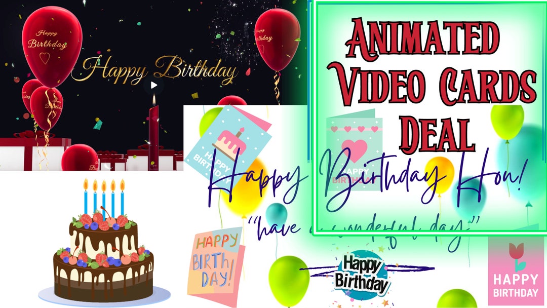 2 Happy Birthday Song Videos, Animated Greeting Cards Customizable ...