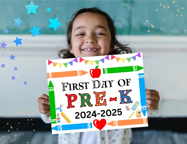 First Day of PRE-K Sign, Printable Photo Prop INSTANT ACCESS, First Day ...