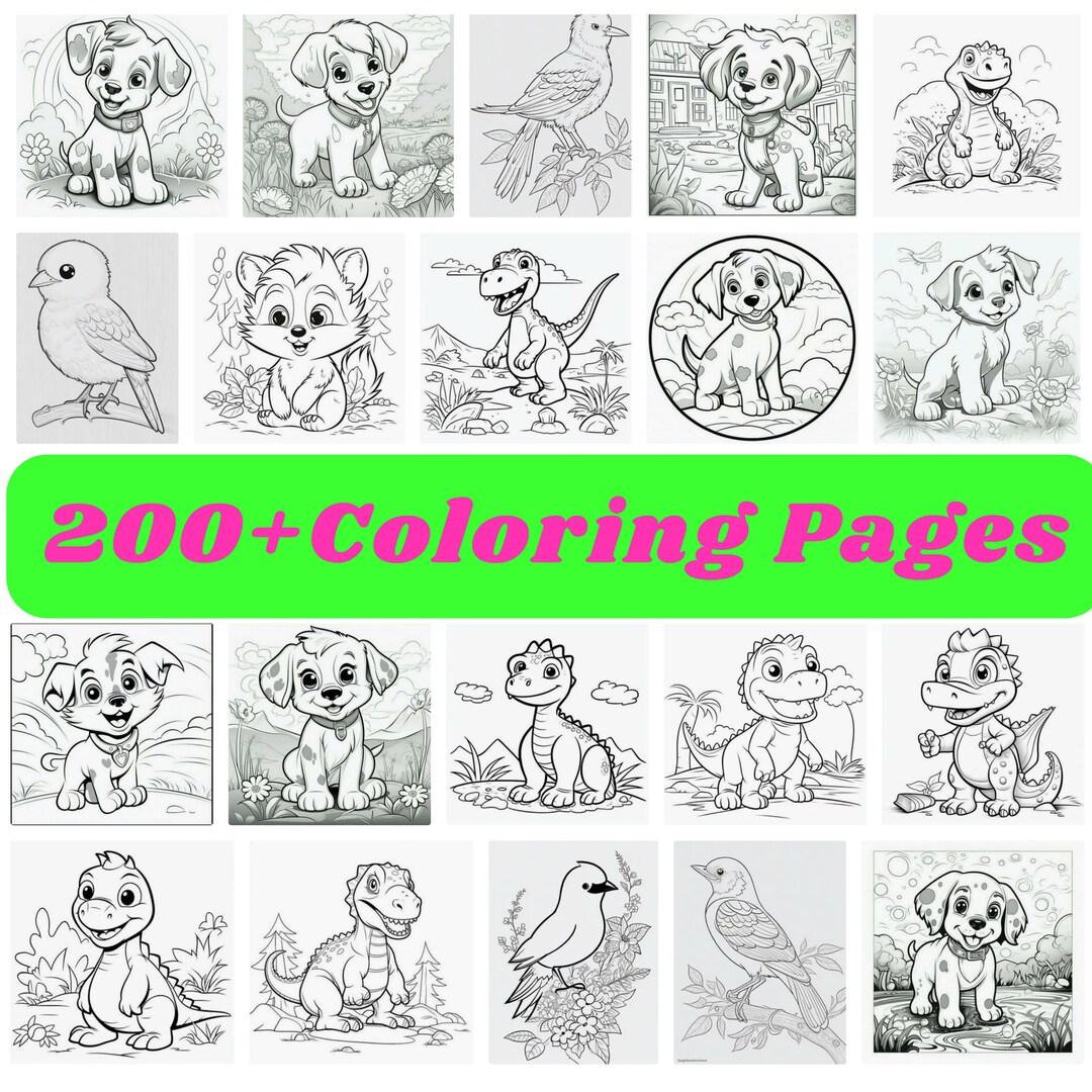 200+ Coloring Pages for Kids, Instant Access, Diverse Range of Themes ...