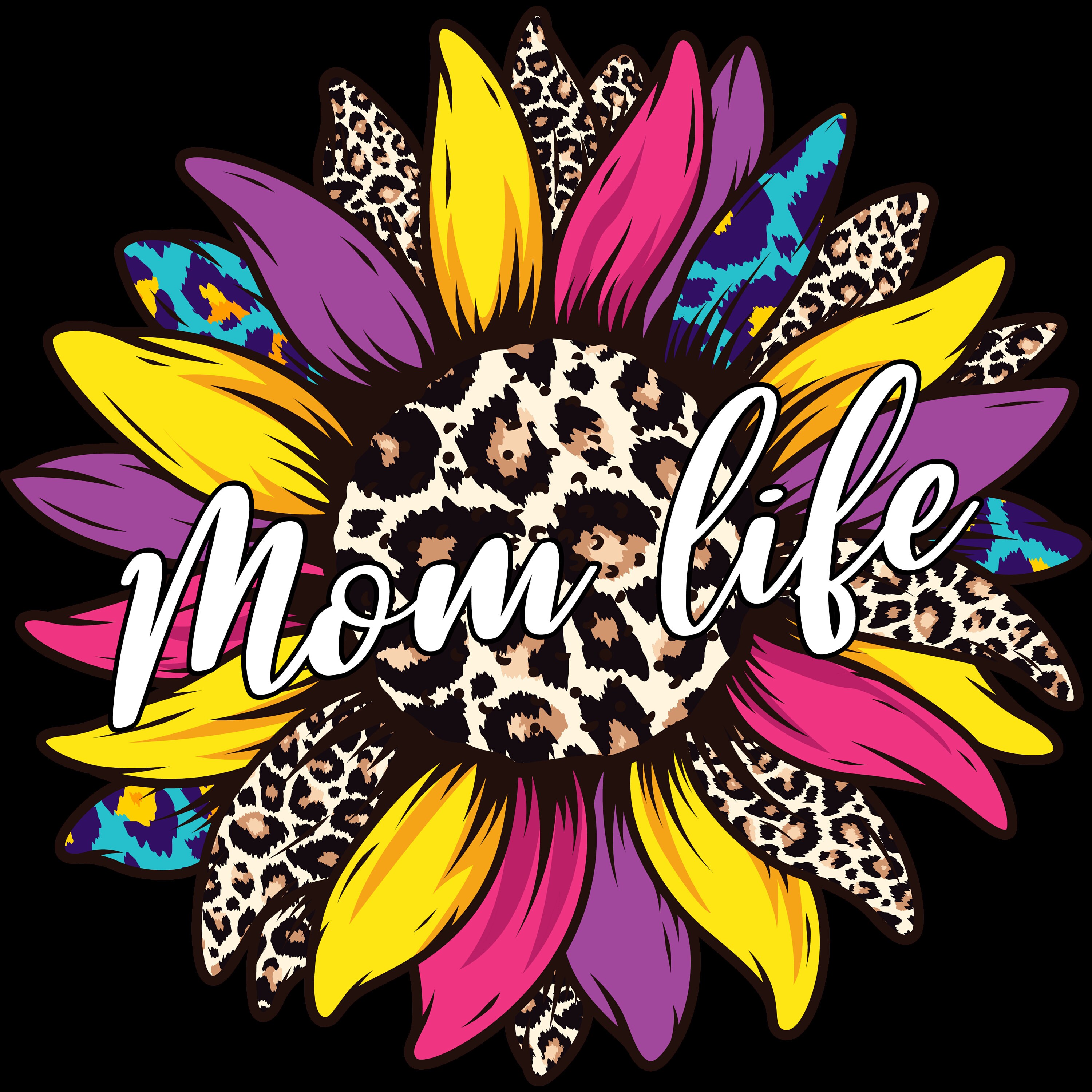 Mom Life, Mom Hustler Sunflowers Digital Designs, Neon Rainbow PNG ...