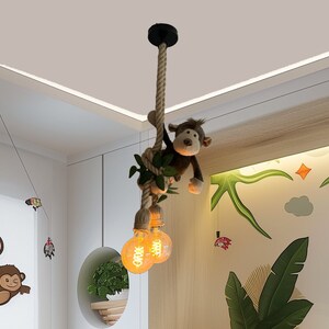 Monkey Children's Lamp, Ceiling Lamp, Hanging Lamp, Double Fitting ...