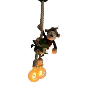 Monkey Children's Lamp, Ceiling Lamp, Hanging Lamp, Double Fitting ...