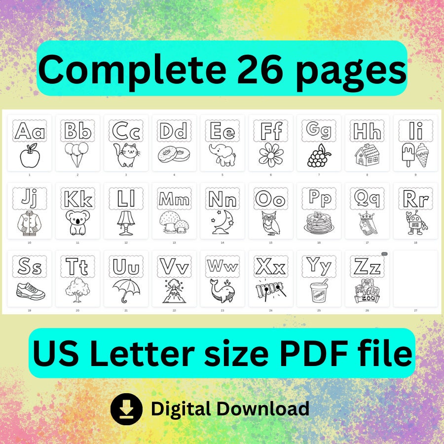 A-Z Coloring Pages for Kids Alphabet Coloring Sheets Kids Coloring ...