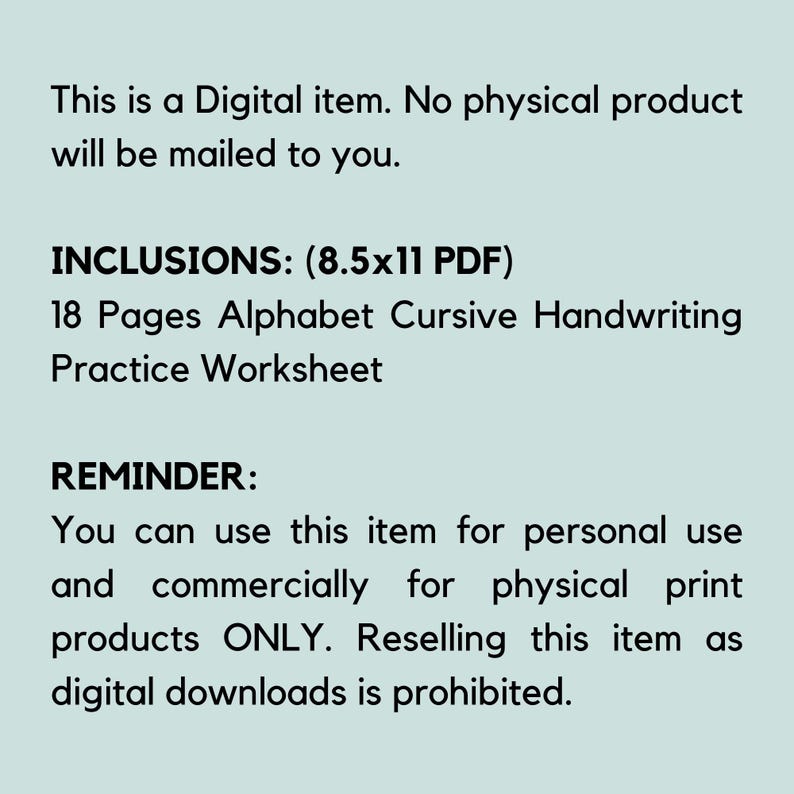 Alphabet Cursive Handwriting Practice Worksheet, Alphabet in Cursive ...