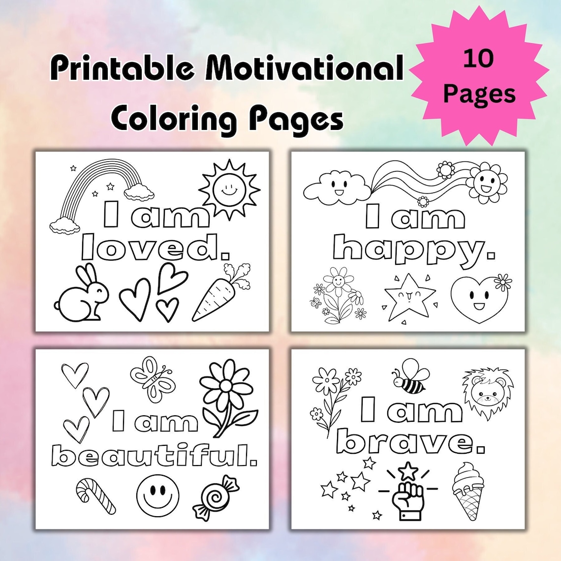 Motivational Coloring Pages for Kids Self-love Coloring Sheets Kids ...