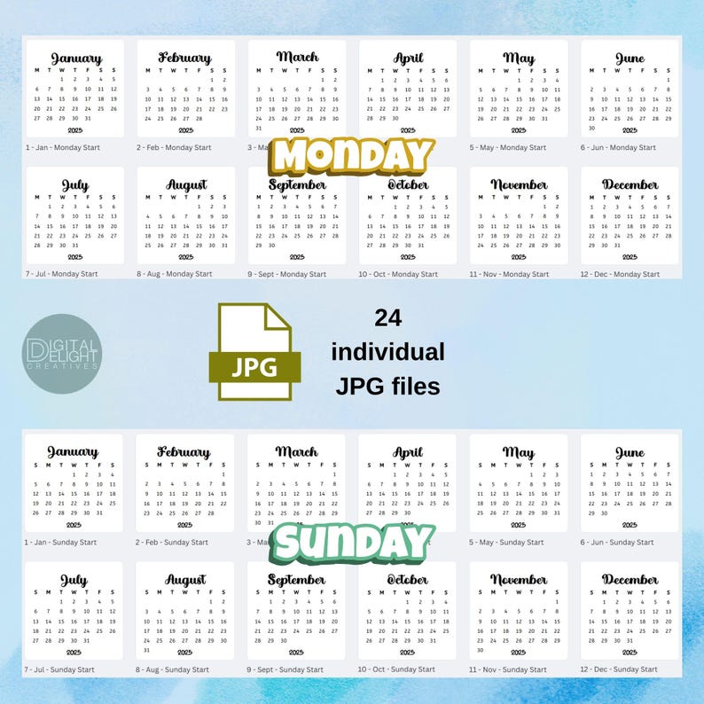 2025 3x3 Mini Monthly Calendar Printable Mini 3x3 Inch Calendar PDF and ...