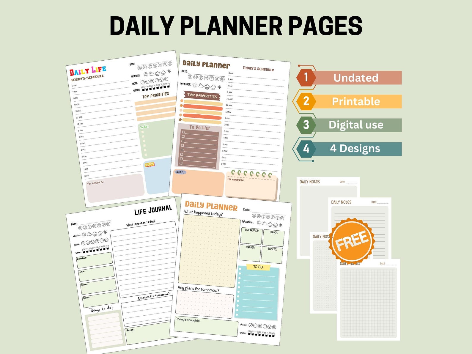 Daily Planner Pages Printable PDF Daily Journal Goodnotes Digital ...