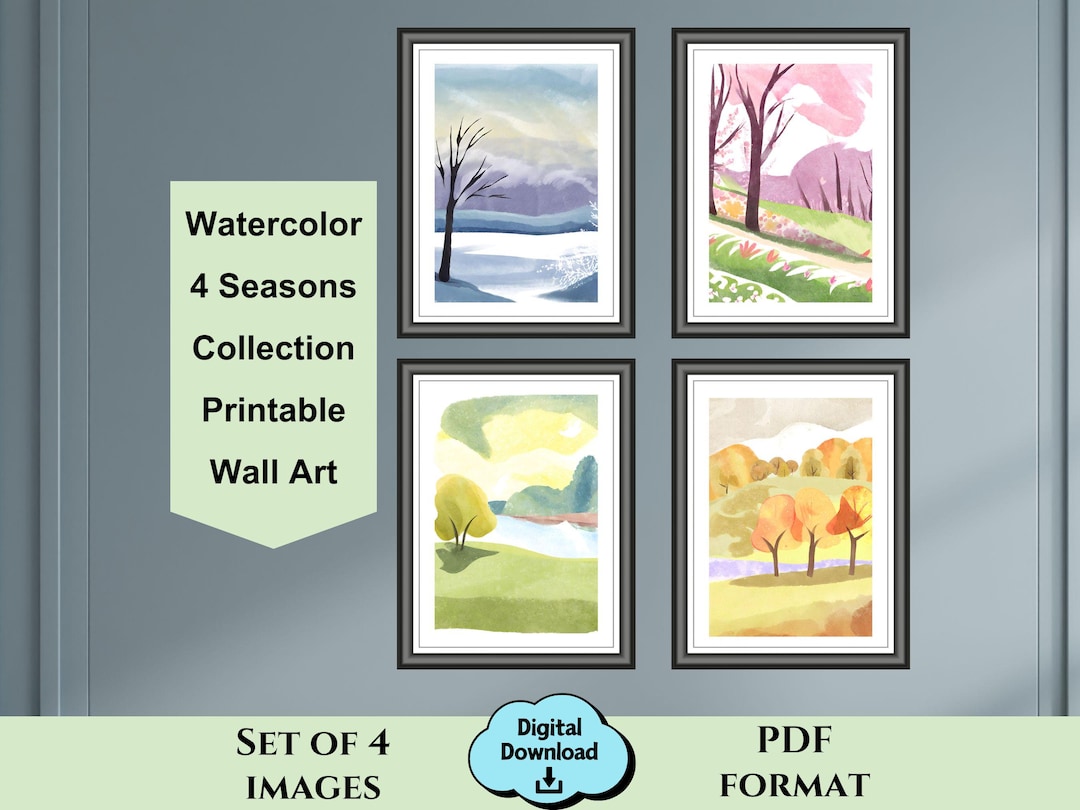 Watercolor Four Seasons Printable Art Design 4 Seasons Watercolor Wall ...