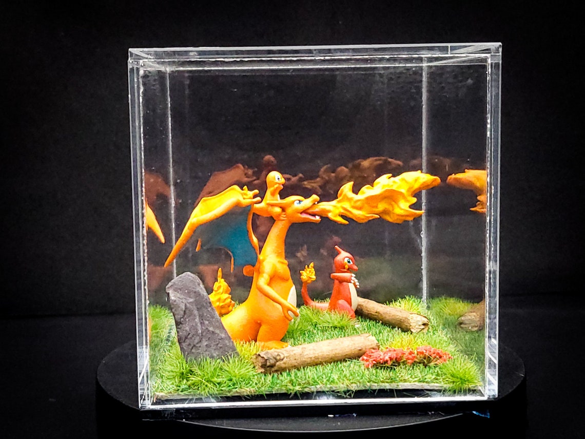 Charmander Evolution Cube Diorama Terrarium Inspired by - Etsy