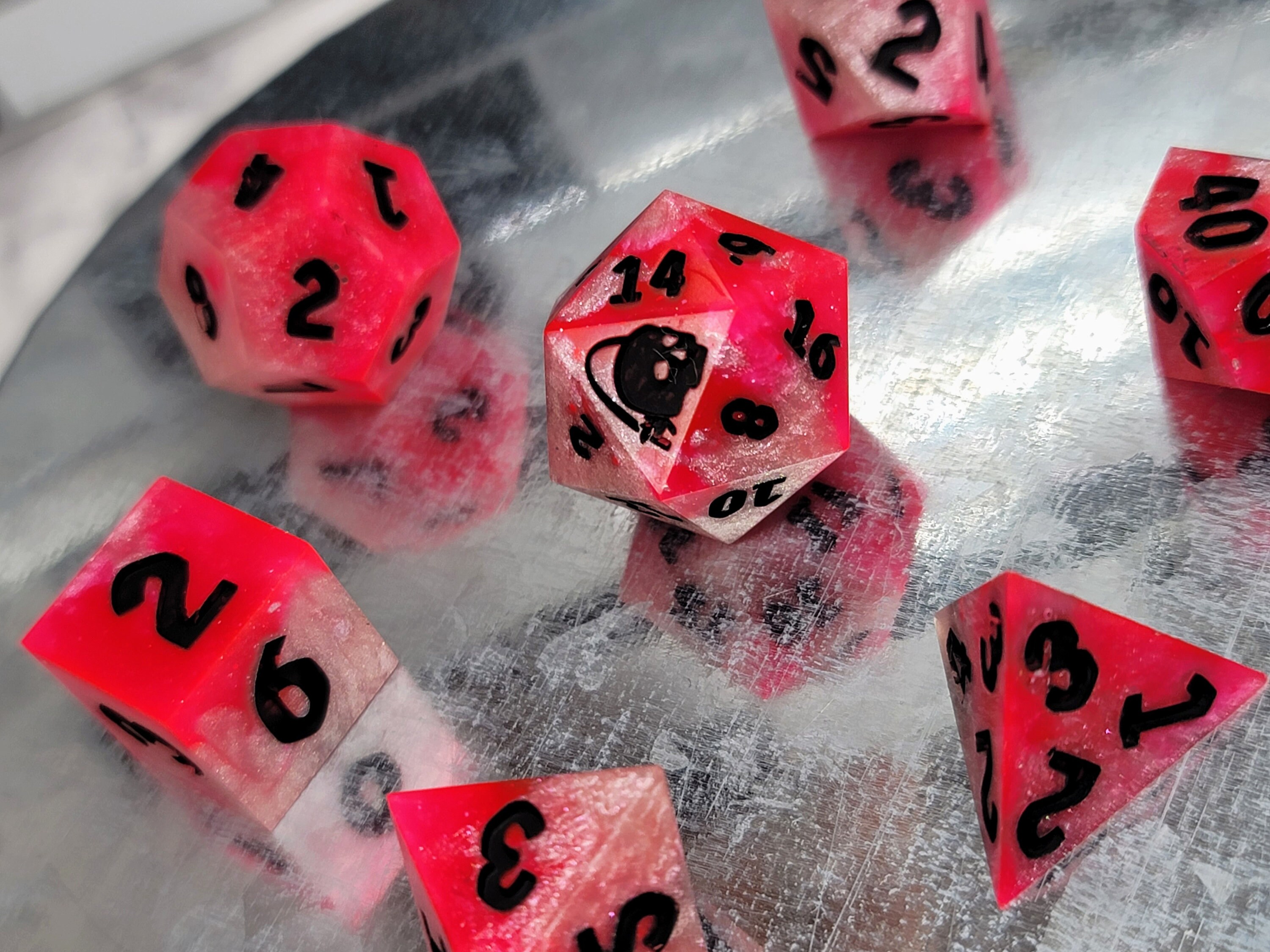 Hot Pink and Black Handmade Dice Set Punk Rocks - Etsy