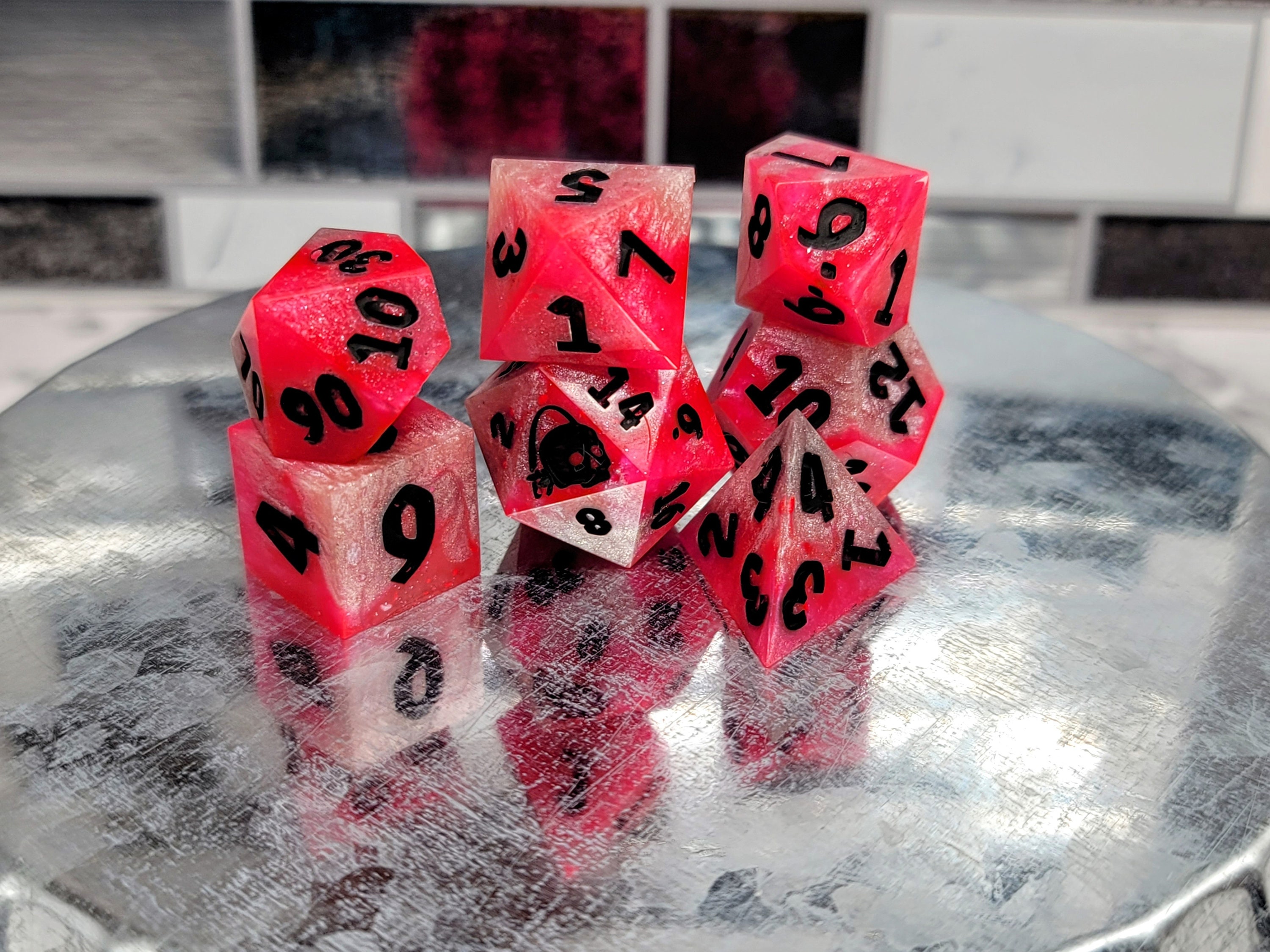 Hot Pink and Black Handmade Dice Set Punk Rocks - Etsy