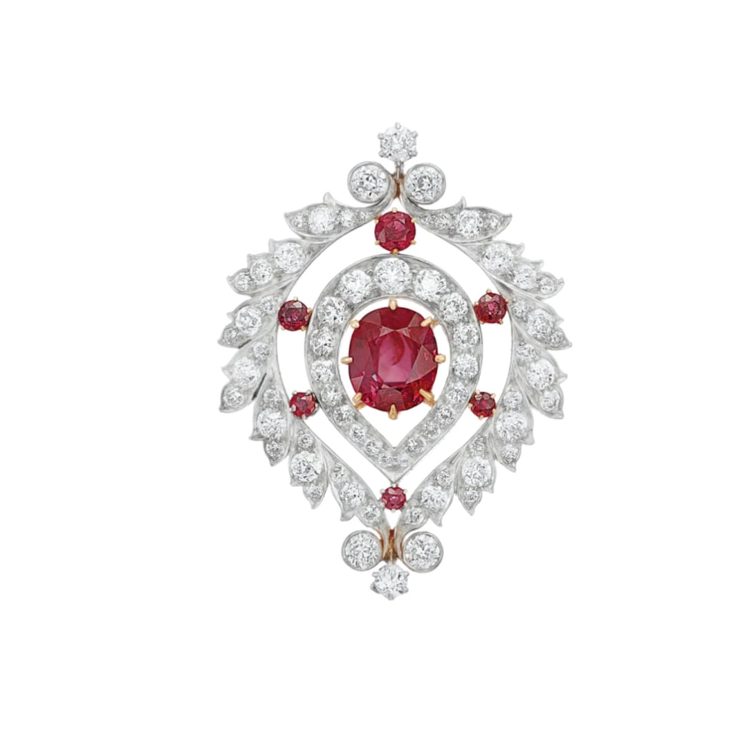 Lab-created Ruby Brooch Pin 925 Sterling Silver Red - Etsy