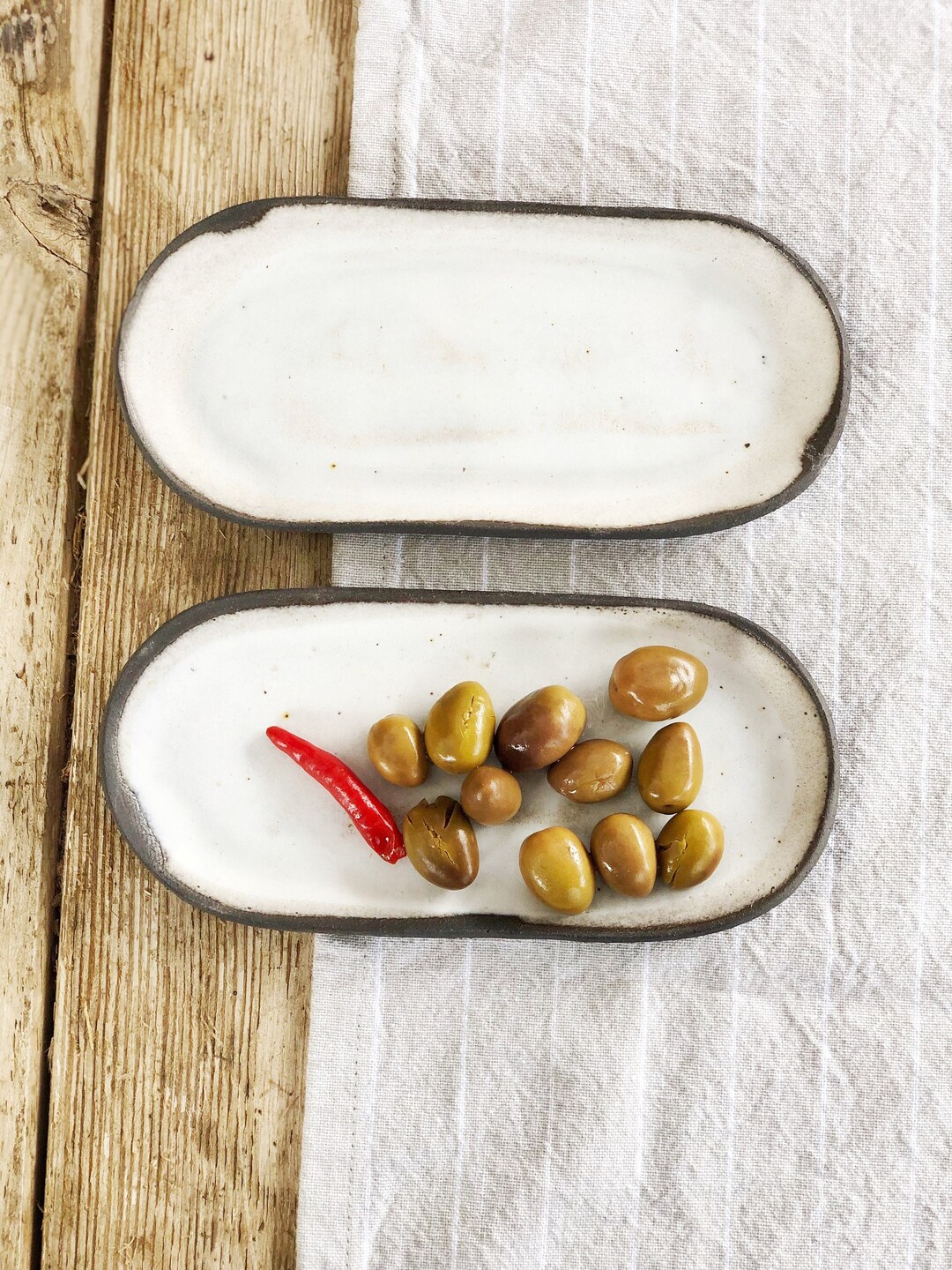 Handmade Ceramic Tapas Plates: Black Clay & White Porcelain (set of 2 ...