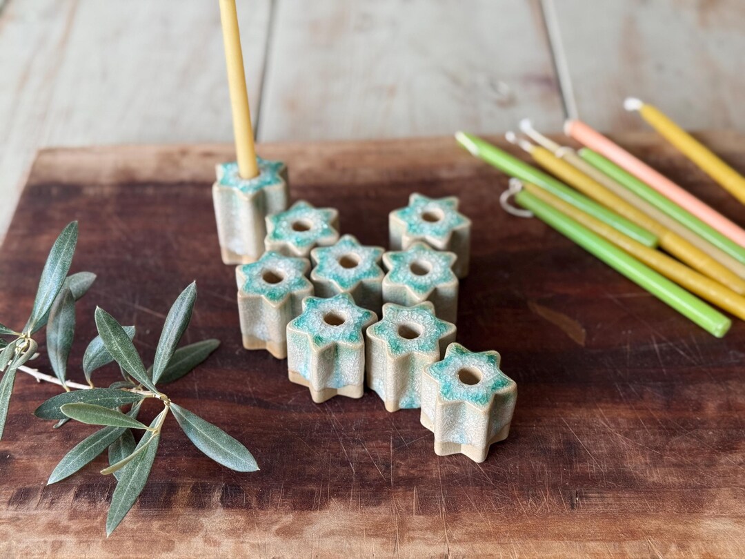 Modular Ceramic Star of David Menorah: Modern Hanukkah Decor - Etsy