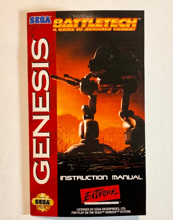 Battletech Sega Genesis Reproduction Manual Custom | Etsy