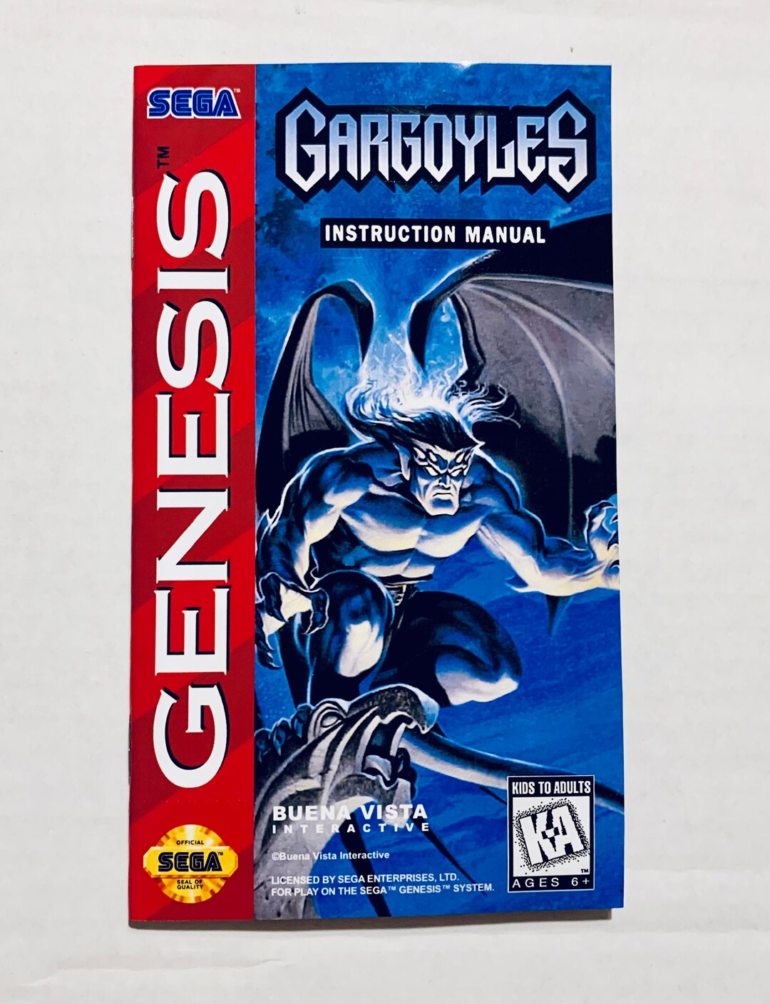 Gargoyles Sega Genesis Custom/reproduction Manual Instruction Booklet ...