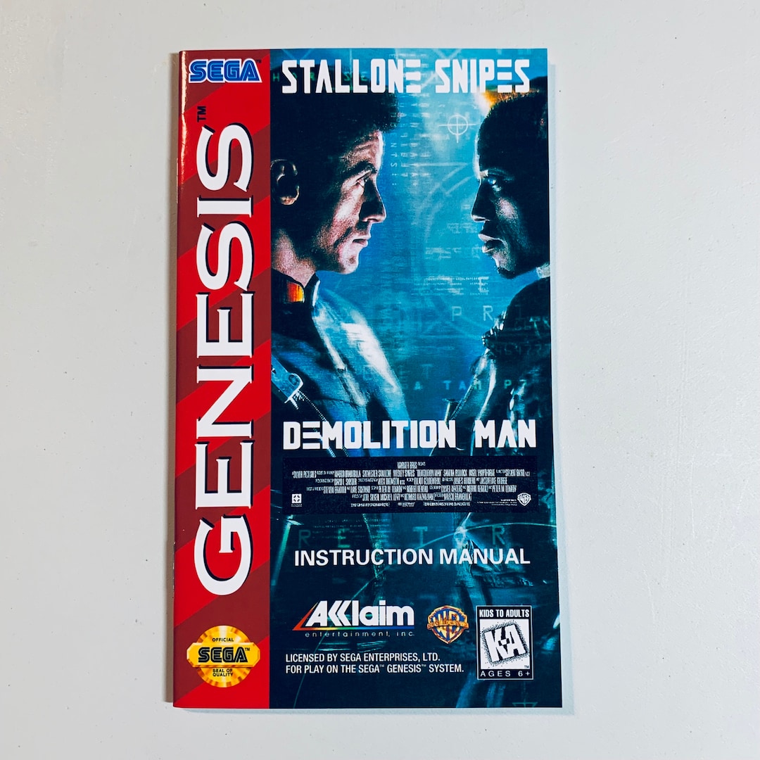 Demolition Man Sega Genesis Custom/reproduction Manual Instruction ...
