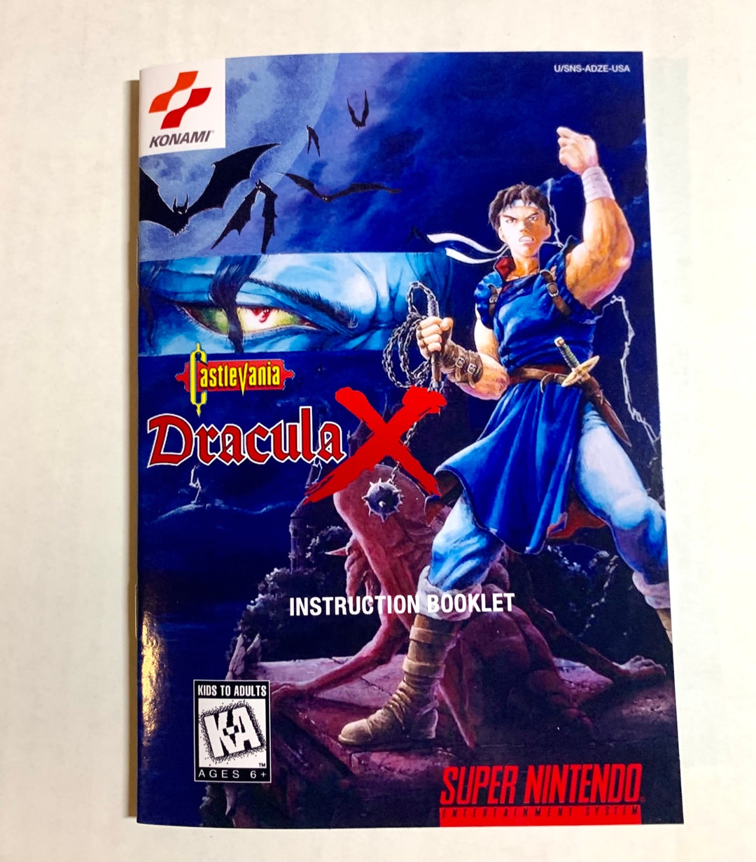 Castlevania Dracula X SNES Super Nintendo Reproduction Manual Custom ...