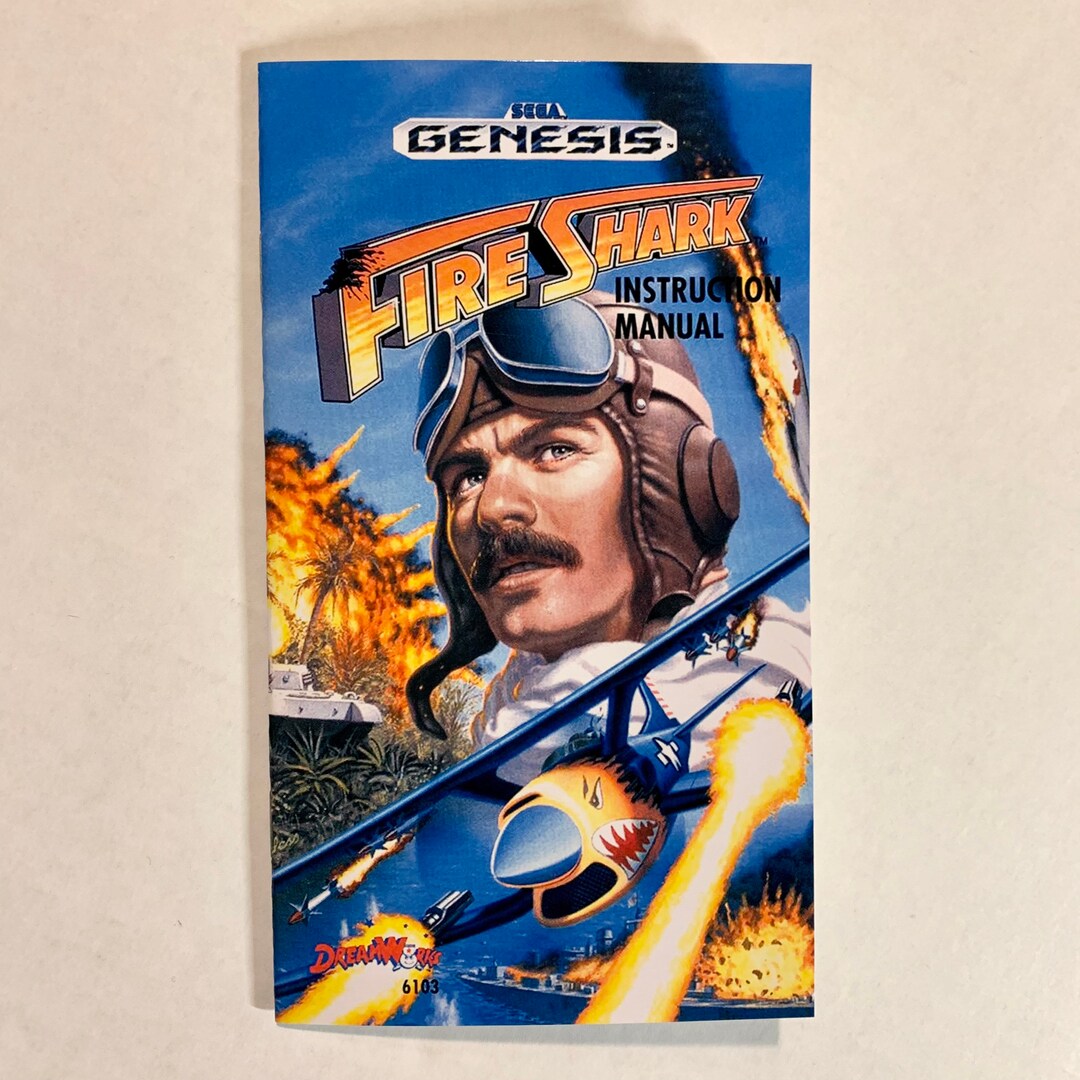 Fire Shark Sega Genesis Reproduction Manual Custom Instruction Booklet ...