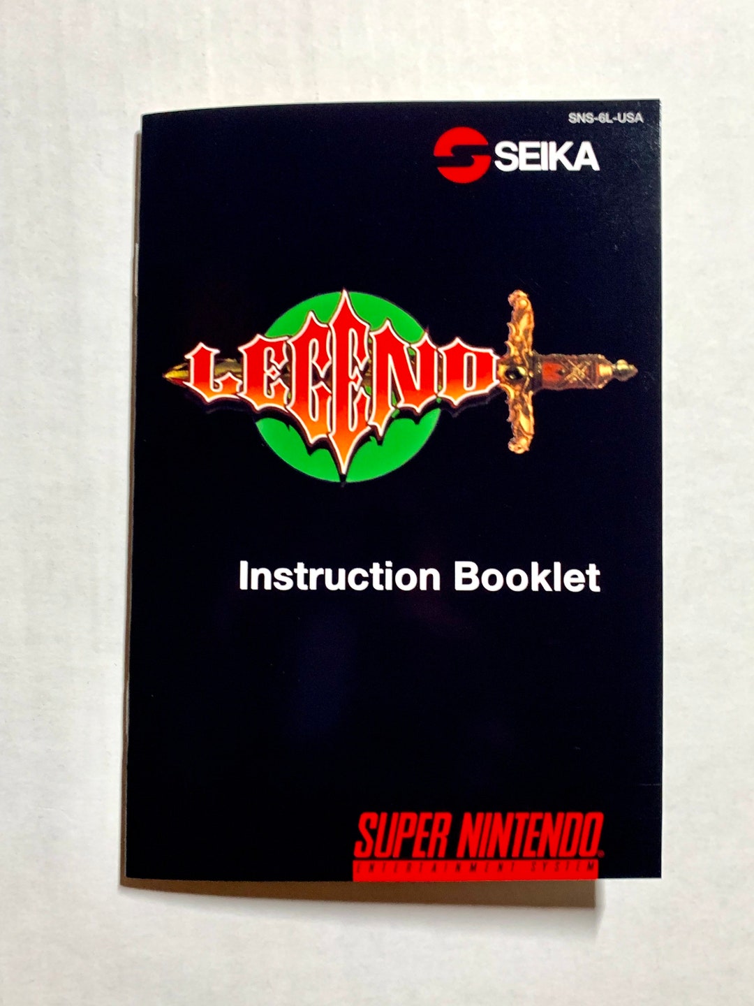 Legend SNES Super Nintendo Reproduction Manual Custom Instruction ...