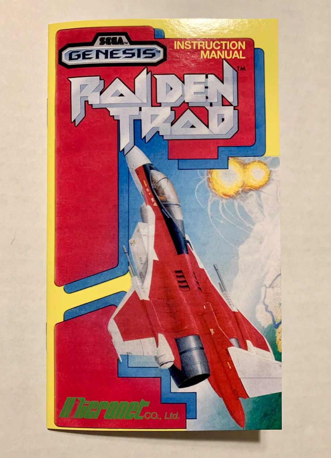 Raiden Trad Sega Genesis Reproduction Manual Custom Instruction Booklet ...