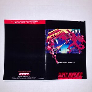 Super Metroid SNES Reproduction Manual Super Nintendo Custom ...