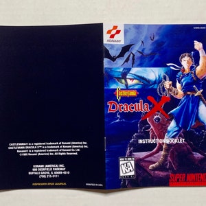 Castlevania Dracula X SNES Super Nintendo Reproduction Manual Custom ...