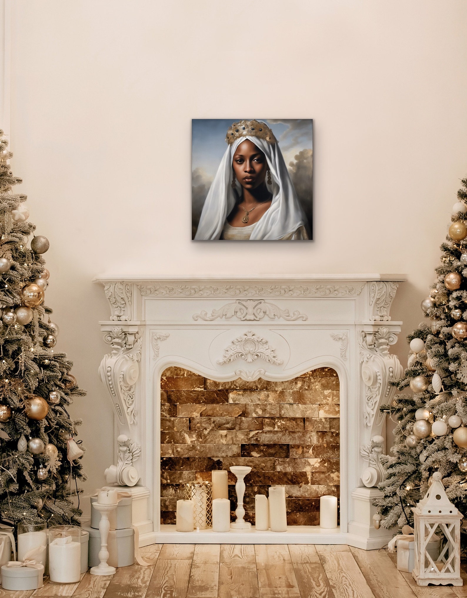 African American Virgin Mary satin and Archival Matte artistic Poster ...