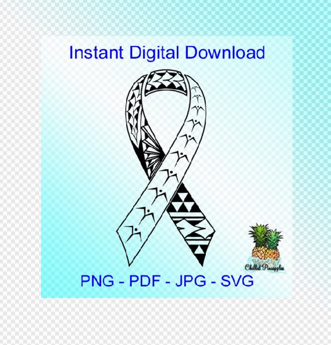 Digital Download - Polynesian Tribal Birds Cancer Awareness Ribbon ...