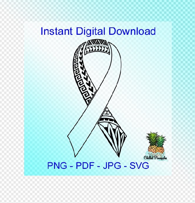 Digital Download Polynesian Tribal Cancer Awareness Ribbon | Etsy