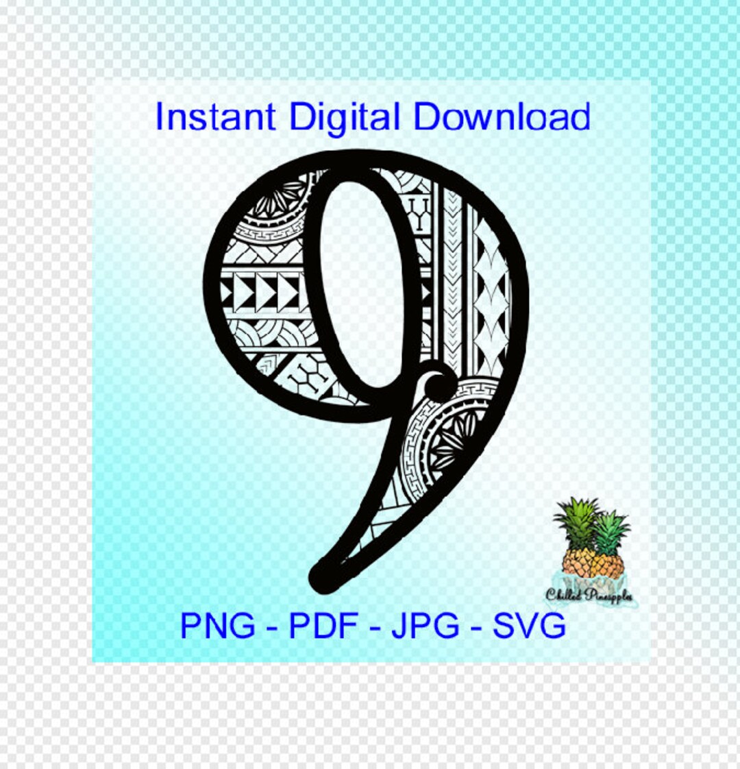 Digital Download Polynesian Tribal Number "9" Graphics - Pdf, Jpg, Png ...