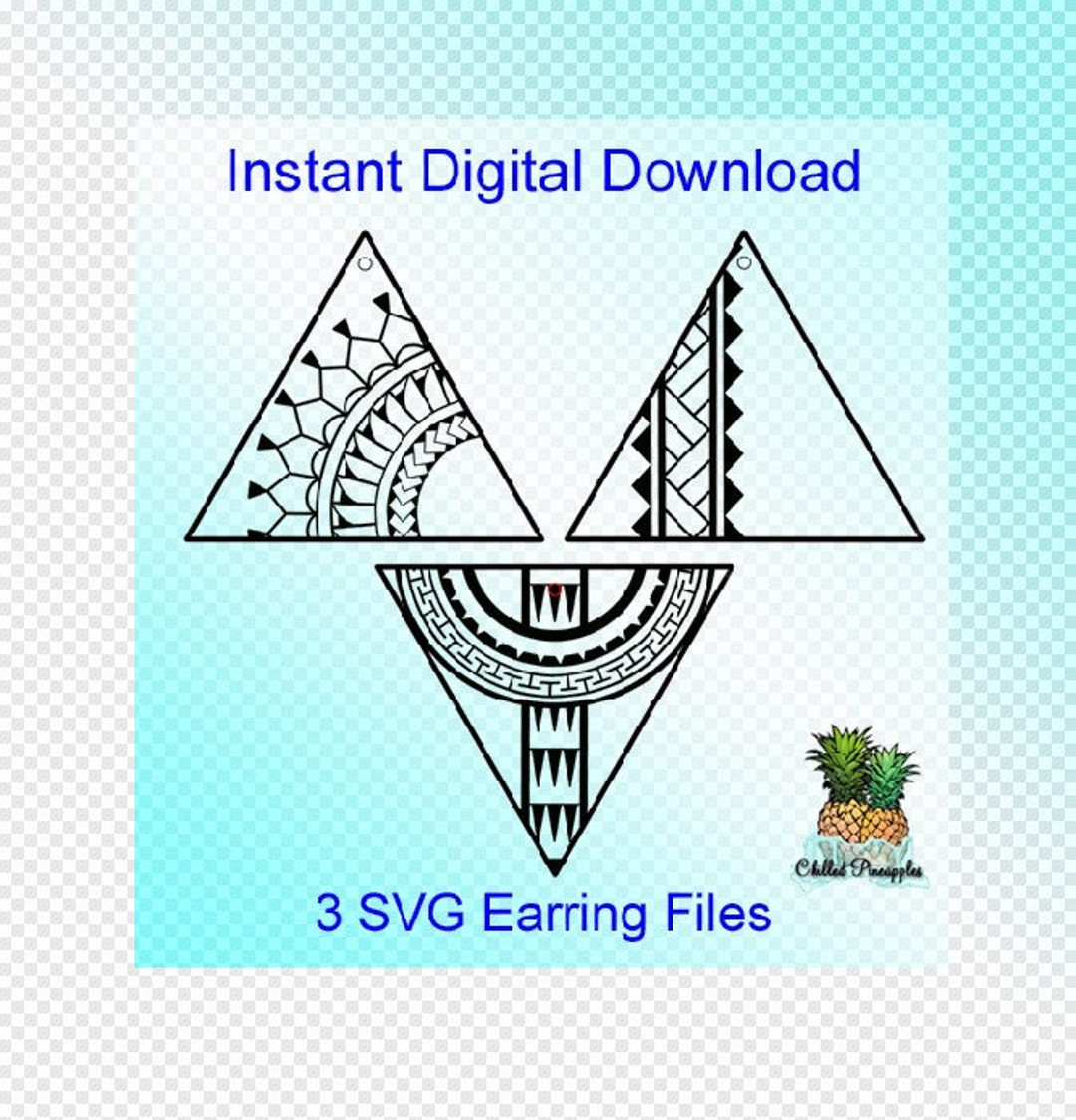 Polynesian Tribal Triangle Graphics - 3 Earring Designs - Digital ...