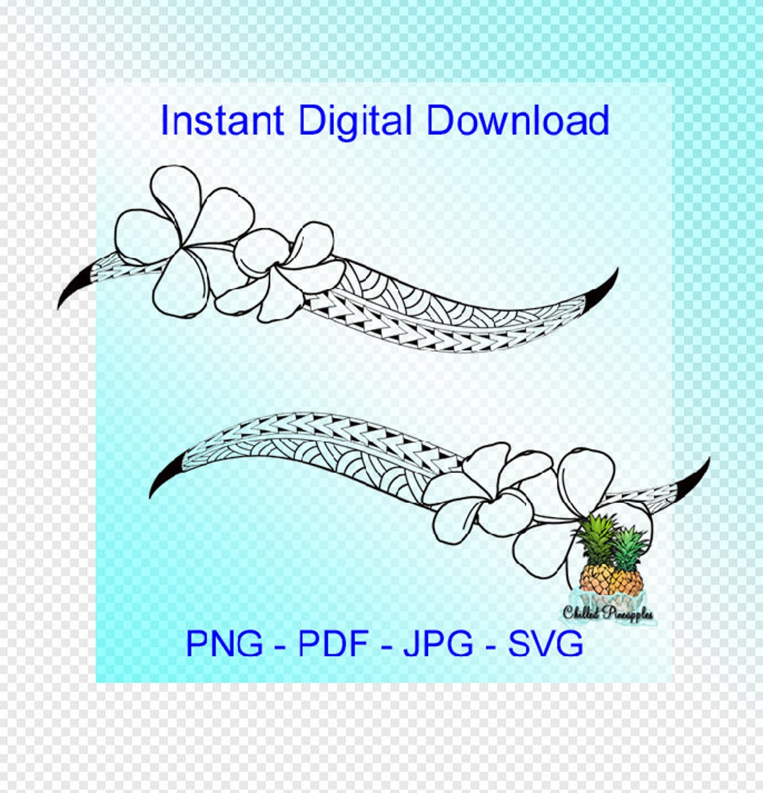 Digital Download Polynesian Plumeria Tribal Swirl Text Banner Graphics ...