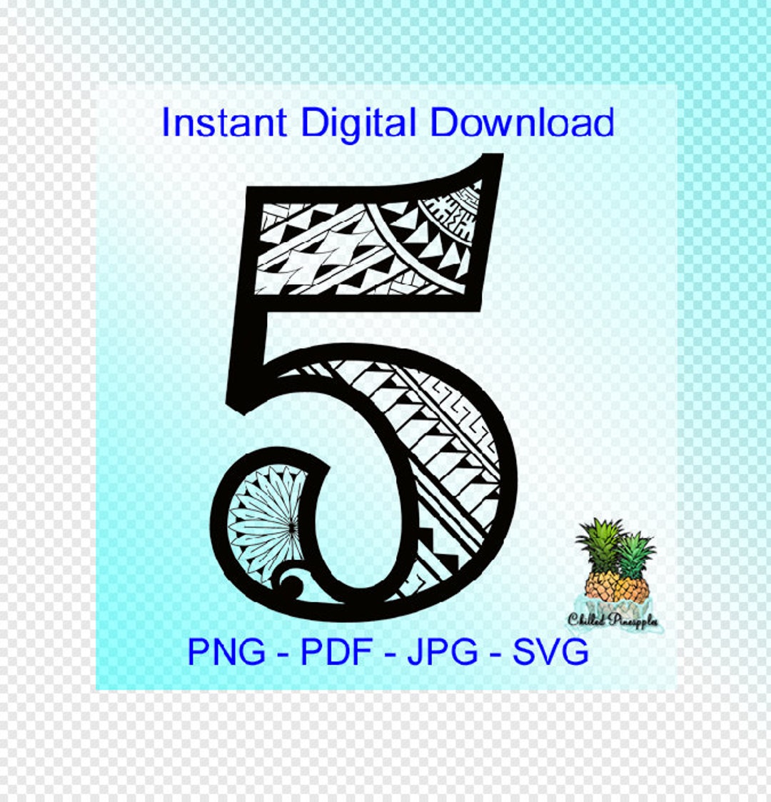 Digital Download Polynesian Tribal Number "5" Graphics - Pdf, Jpg, Png ...
