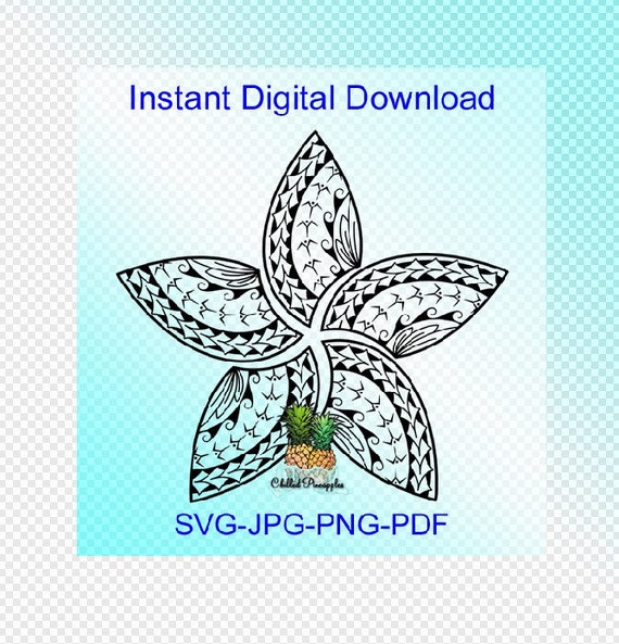 Digital Download Plumeria Flower 1 With Polynesia Tribal | Etsy
