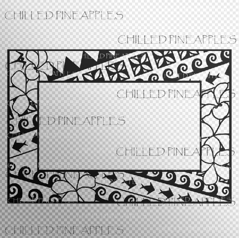 Digital Download Polynesian Tribal Rectangle Frame With Plumeria Flower ...