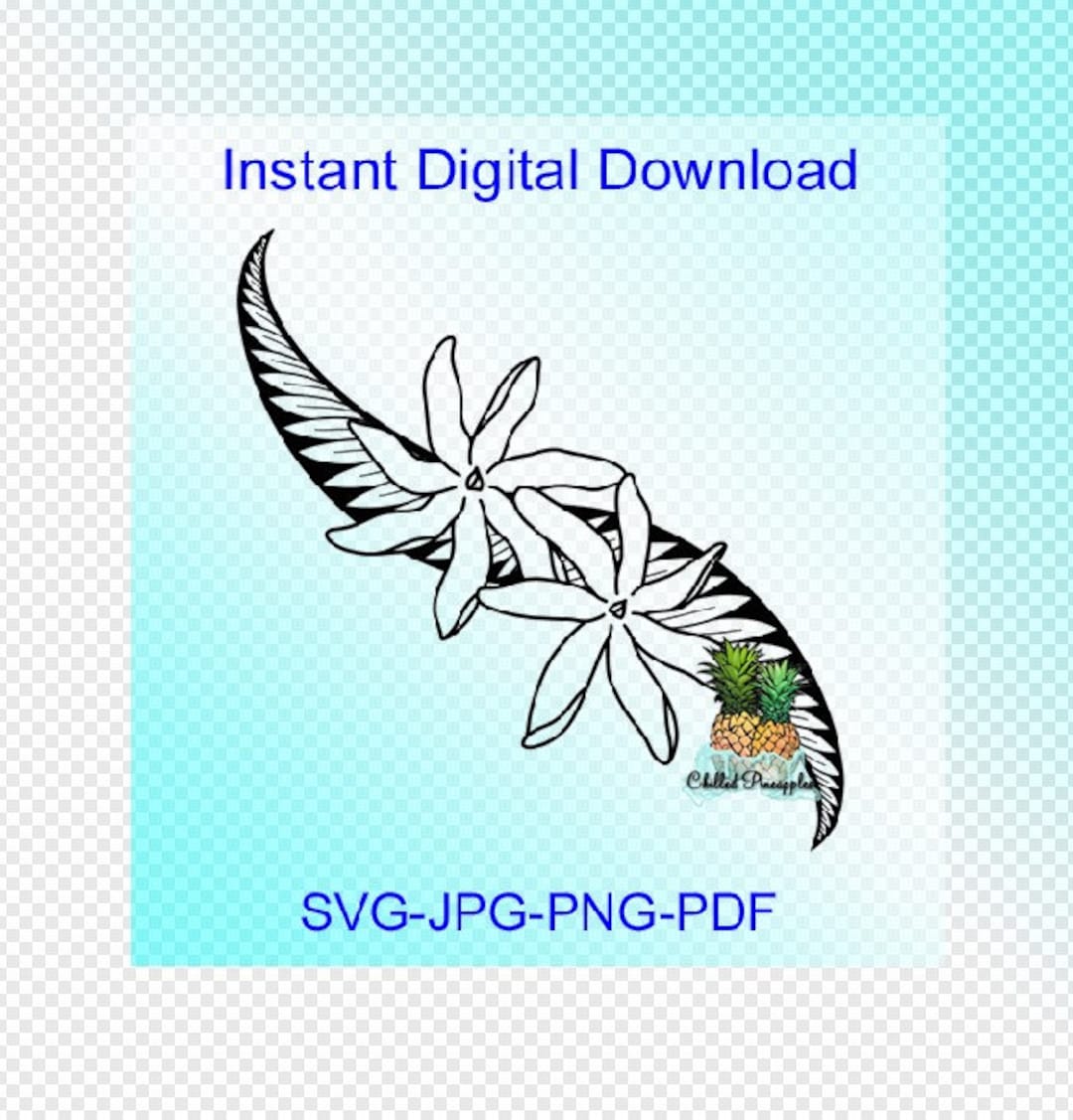 Polynesian Tiare Flowers & Leaf Tribal Graphic - Digital Download - Pdf ...