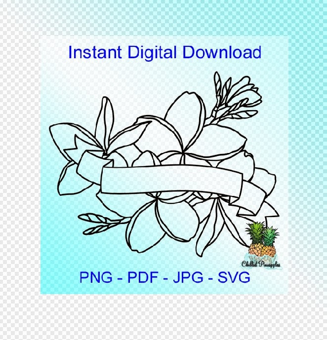Digital Download - Plumeria Bunch & Name Text Box Banner Graphics - Pdf ...