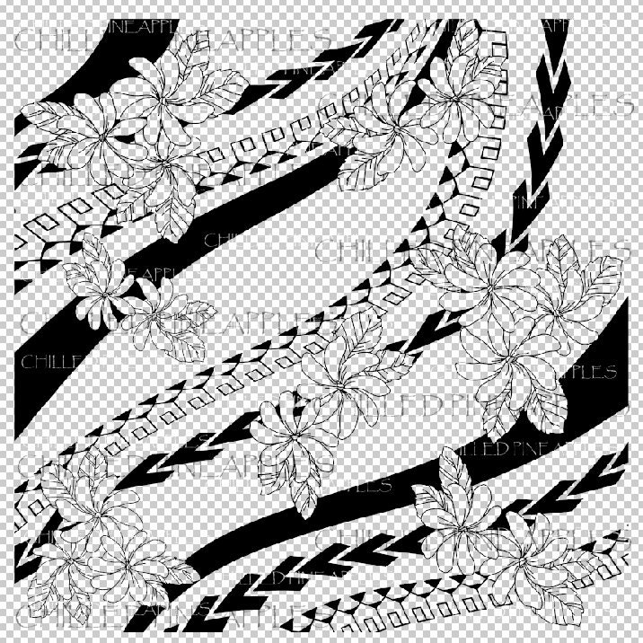 Digital Download Polynesian Tribal Tiare Square Block Graphics - Hand ...