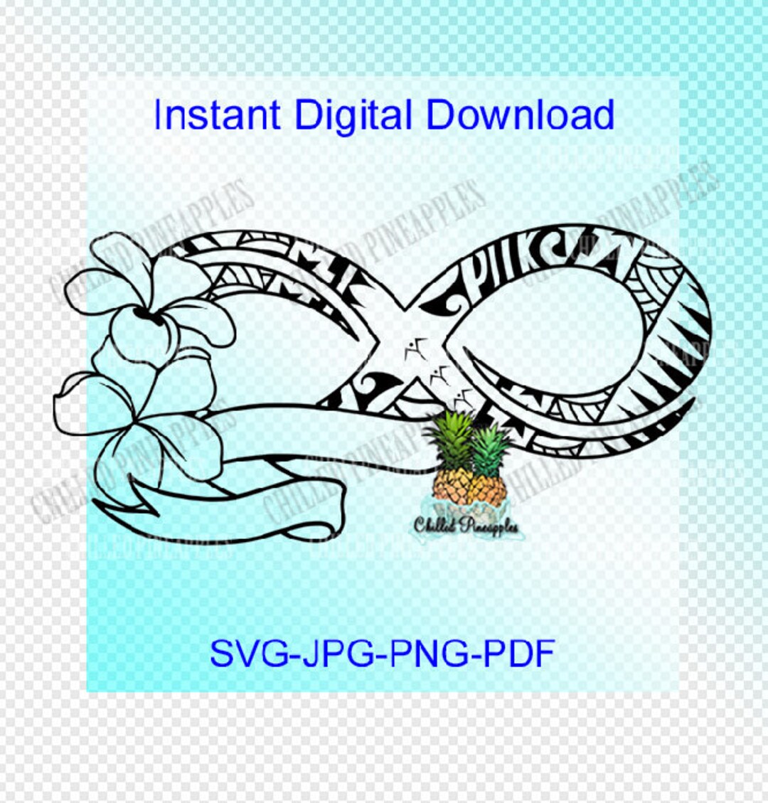 Digital Download Infinity Symbol With Plumeria Flowers and Polynesian ...