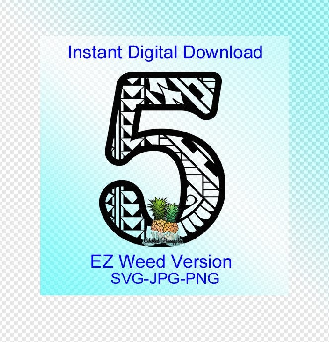 Digital Download - EASY WEED Polynesian Tribal Number "5" Graphics ...