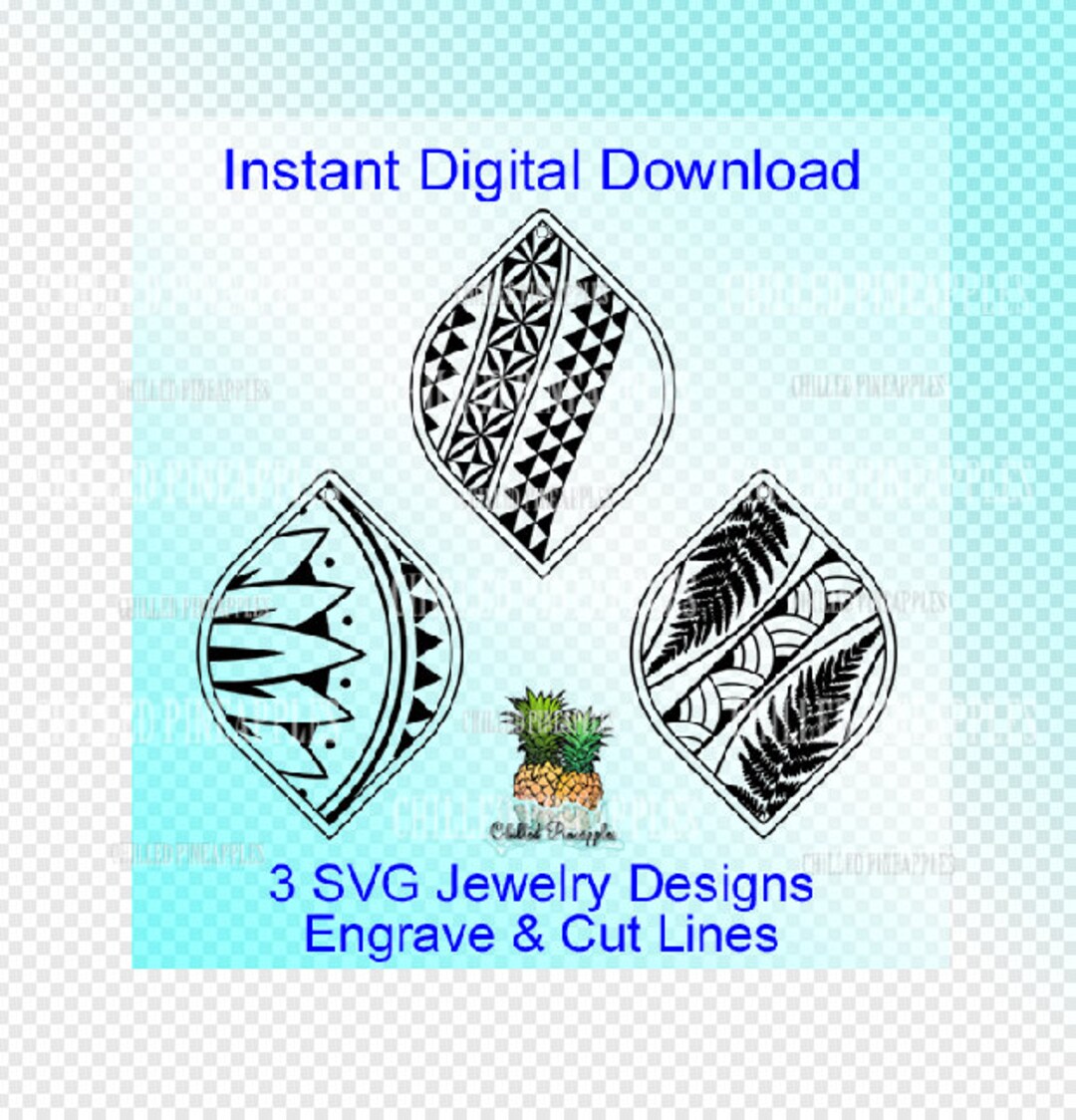 Digital Download Polynesian Tribal Jewelry Graphics SVG Earrings Zipper ...
