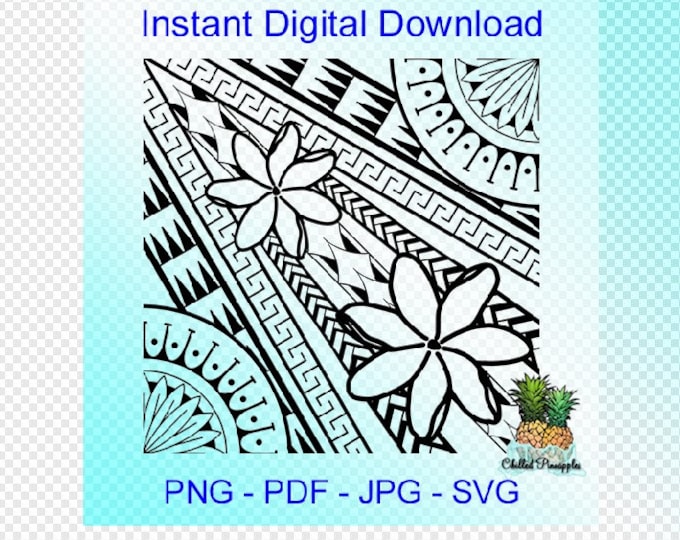 Digital Download Polynesian Tribal & Tiare - Block Graphics - Pdf, Jpg ...