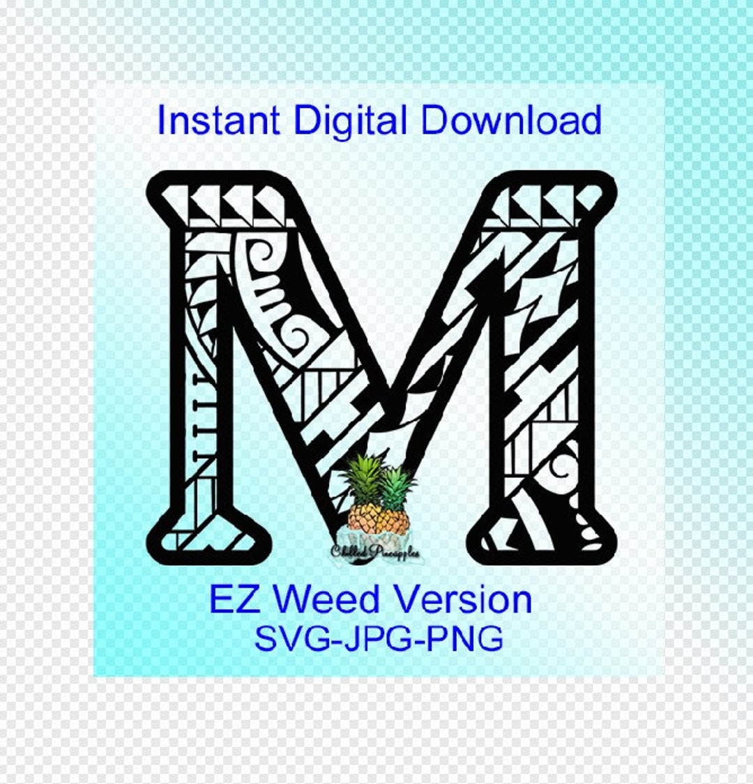 Digital Download - EASY WEED Polynesian Tribal Letter "m" Graphics ...