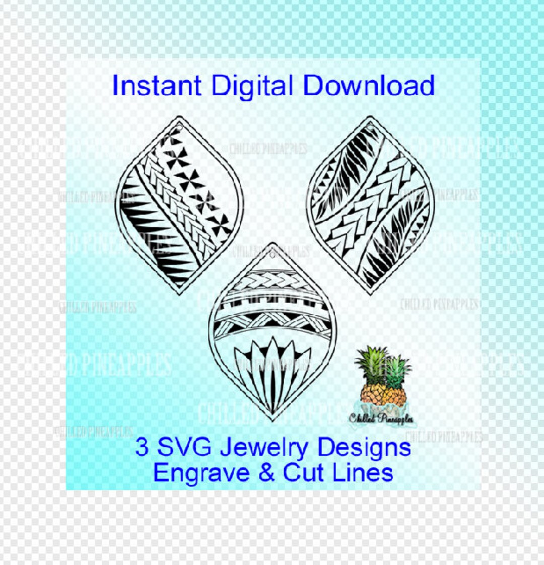 Digital Download Polynesian Tribal Jewelry Graphics SVG Earrings Zipper ...